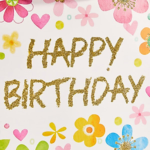 SUNCOLOR 13" Large Birthday Gift Bags with Tissue Paper and Card(Flowers)