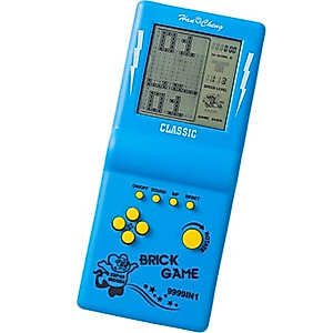Nbguigdstr Brick Game Console, Retro Handheld Game Console,Tank/Racing/Building Block Game,3.5-inch Large Screen,Built-in 23 Games(Blue)