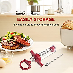 Ofargo Meat Injector Syringe, Meat Injectors for Smoking and BBQ with 2 Marinade Injector Needles; Injector Marinades for Meats, Turkey, Beef; 1-oz; User Manual Included