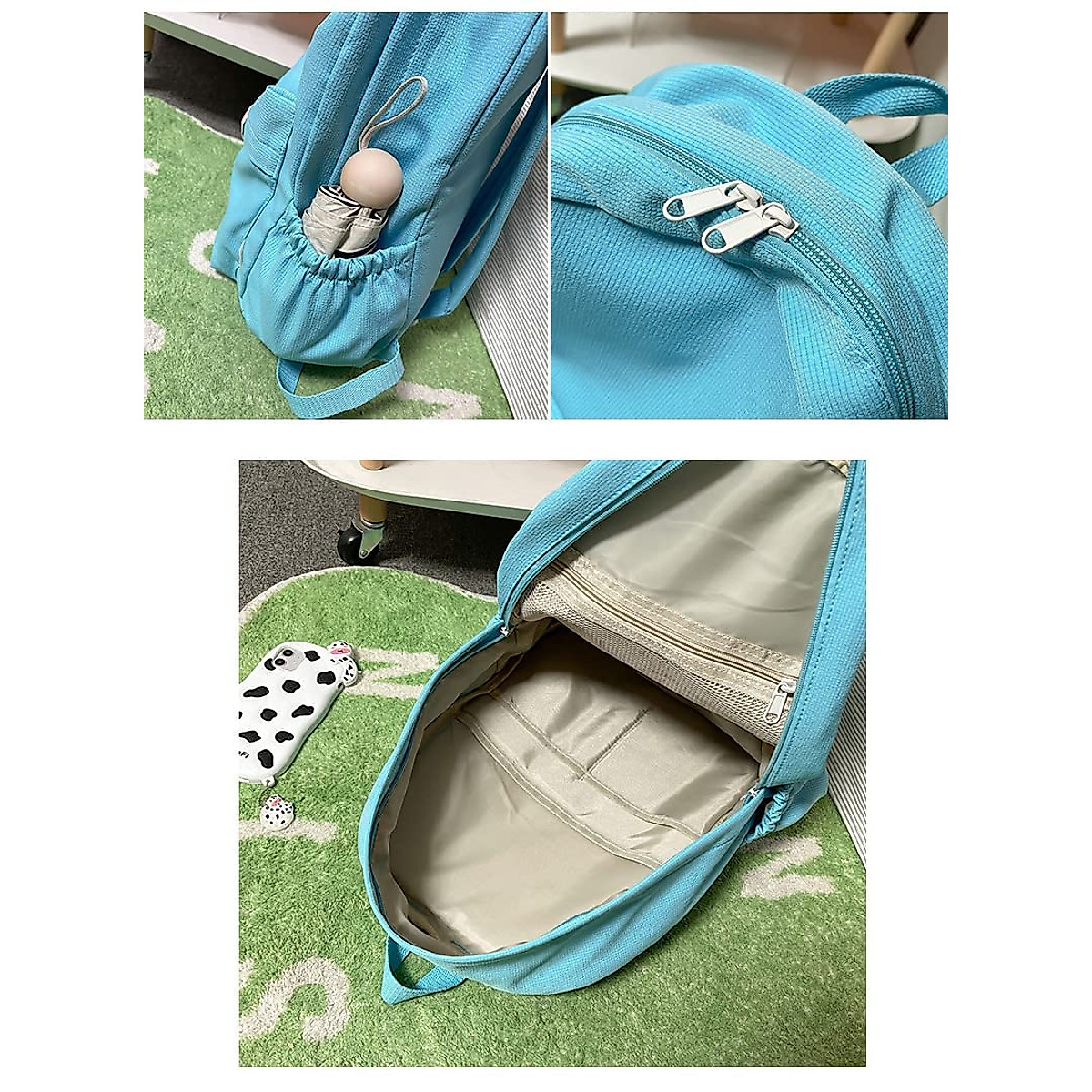 CHERSE Kawaii backpack aesthetic school backpack Aesthetic School Supplies Korean for Teen Girls Mochila (sage green)