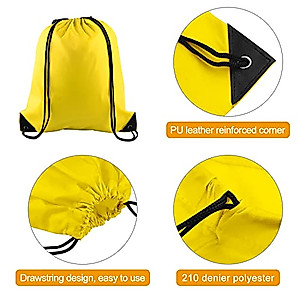 KUUQA 2 Pcs Yellow Drawstring Backpack Drawstring Bag Bulk Sports Cinch Bags String Backpack Storage Bags for Gym Traveling
