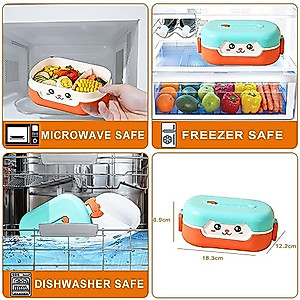 Bento Lunch Box for Kids - Food & Snack Container for Kids & Adults - Dishwasher & Microwave Safe | BPA & PVC Free | Leakproof | loncheras para niños (MIXCOLOR-A)