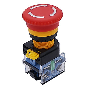 TWTADE/Red Green Momentary Switch, Red Mushroom Emergency Stop Latching Push Button Switch,3 Positions 2NO Latching Select Selector Switch Station Box hz-11ZS-20X-GR