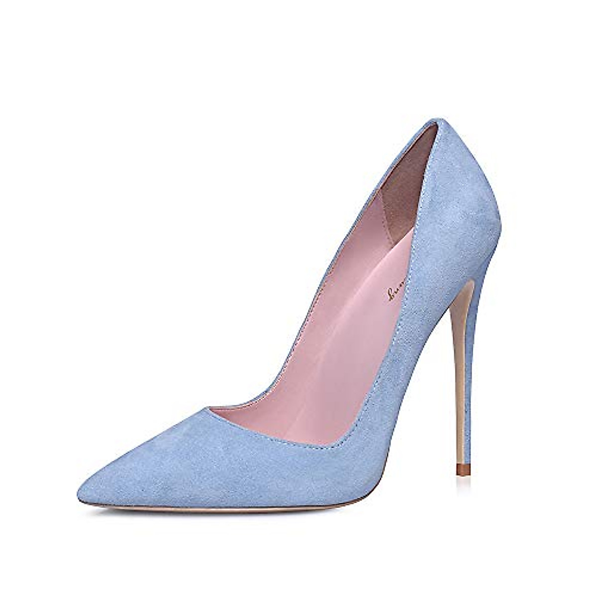 Elisabet Tang High Heels, Women Pumps Pointed Toe Stilettos 4.7 inch/12cm Sexy Heels Party Shoes LB 9 Light Blue
