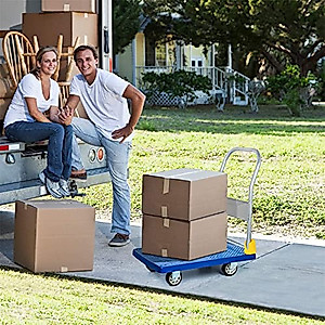 Platform Truck with 440lb Weight Capacity and 360 Degree Swivel Wheels, Foldable Push Hand Cart for Loading and Storage, Blue