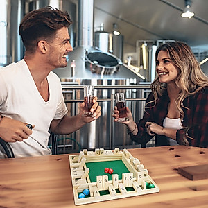 Win SPORTS Shut The Box Dice Game,Wooden Board Table Math Game for 1-4 Players,Classic Family Game with 12 Dices for Kids Adults Pub Classroom or Home(12 Inches)