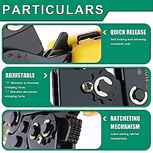 OURU Solar Crimping Tool for 14-10 AWG Solar PV Cable Solar Connectors,Solar Crimper SN-2546B