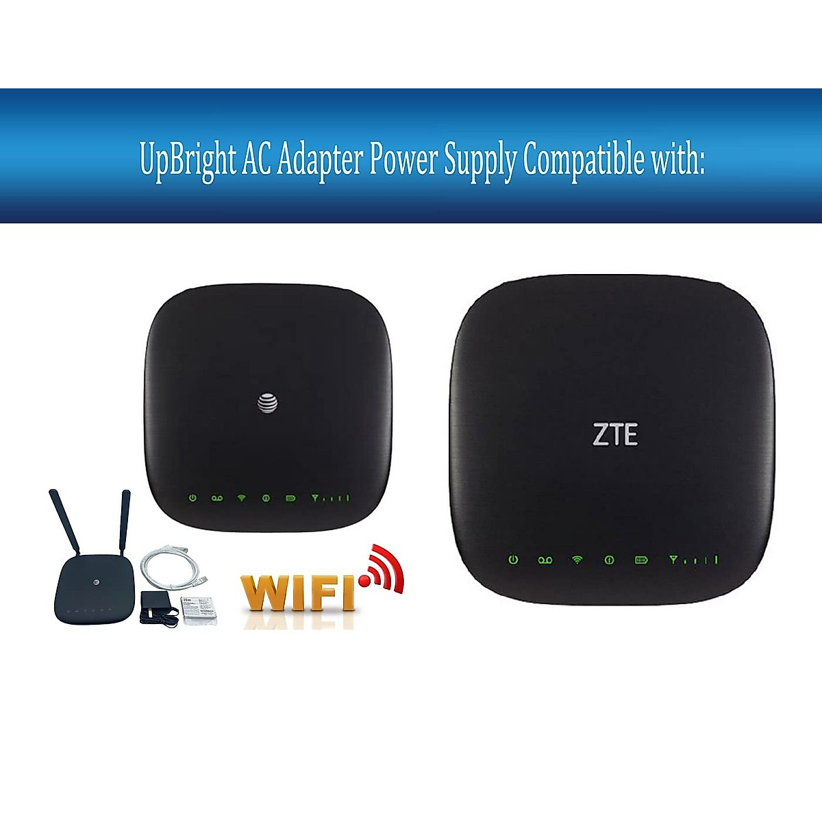 UpBright 12V AC/DC Adapter Compatible with ZTE MF279 MF279T AT&T Wireless Internet Home WiFi 4G CPE LTE Phone Router Base Wi-Fi Access Gateway 12VDC DC12V 12.0V Power Supply Cord Battery Charger PSU