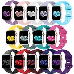 14 Pack Watch Bands Compatible with Apple Watch Bands 38mm 40mm 41mm 42mm 44mm 45mm 46mm 49mm for Women Men,Sport Silicone Band for iWatch Series 10/9/8/7/6/5/4/3/2/1/SE/Ultra/Ultra 2