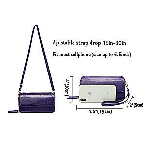 Women Crossbody Wallet RFID Blocking Cell Phone wristlet Purse with shoulder strap small cross body bag (purple)