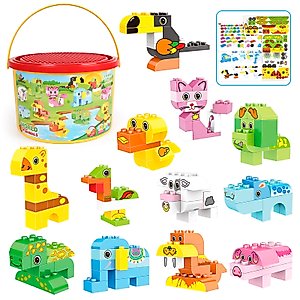 Animals Building Blocks Set, 122 Pieces Animal Building Toy Kit with Storage Box for Kids Ages 3 4 5 6 Years, Creative STEM Educational Preschool Toys for Toddlers Boys Girls Christmas Birthday Gift