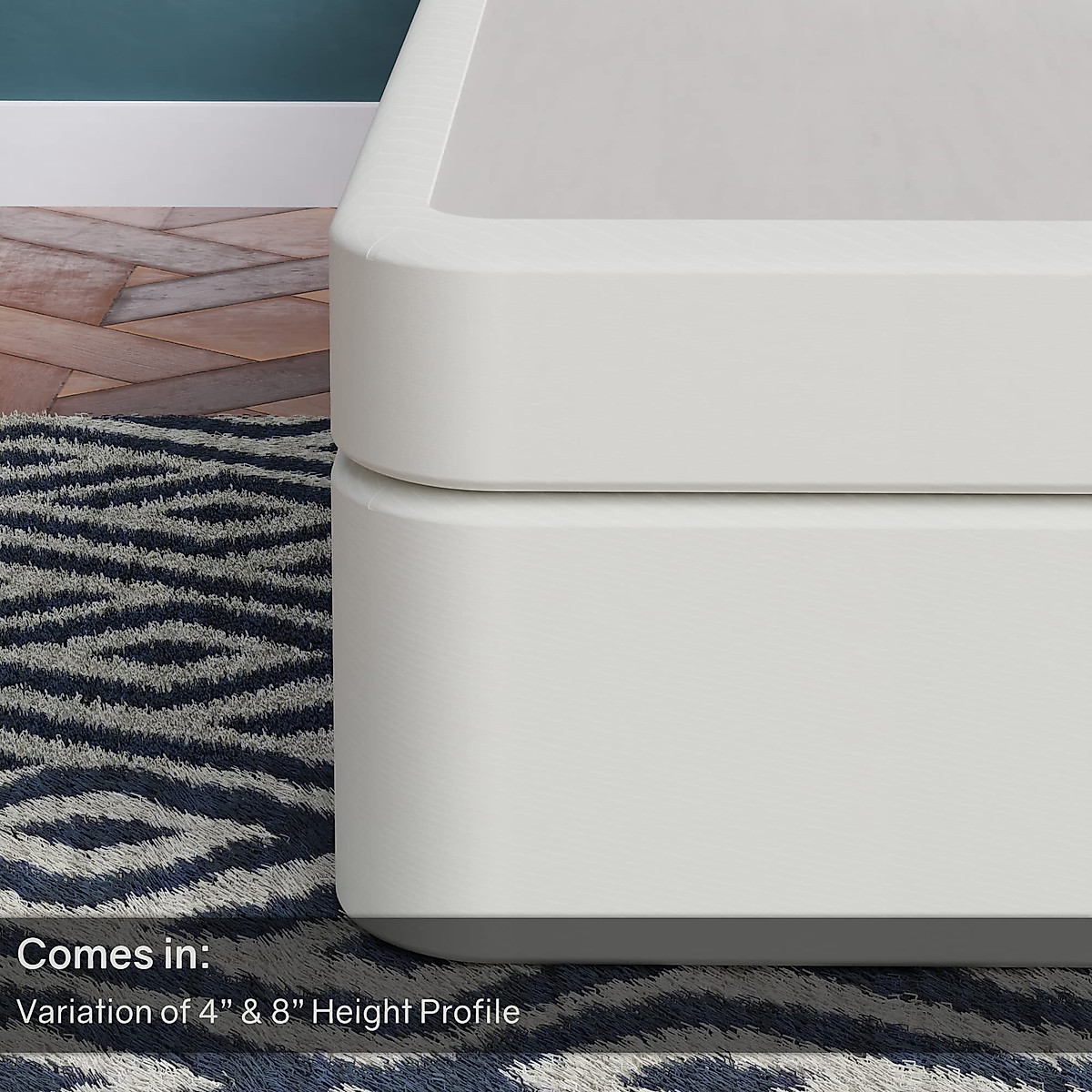 Continental Mattress 4" Split Wood Traditional Box Spring/Foundation for Mattress, Twin, White