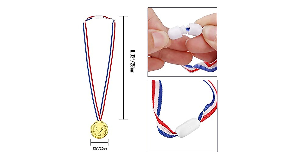 Caydo 72 Gold Plastic Kids Award Medals - Perfect for Parties