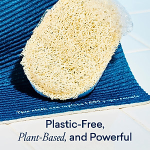 BLUELAND Scrub Sponge, 3-Pack, Dual-Sided Dish Loofah, Plastic-Free, Plant-Based Kitchen Scrubbing Non-Scratch