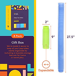 Special Supplies 8-Pack Fun Pull and Stretch Tubes for Kids - Pop, Bend, Build, and Connect Toy, Provide Tactile and Auditory Sensory Play, Colorful, Heavy-Duty Plastic (Huge)