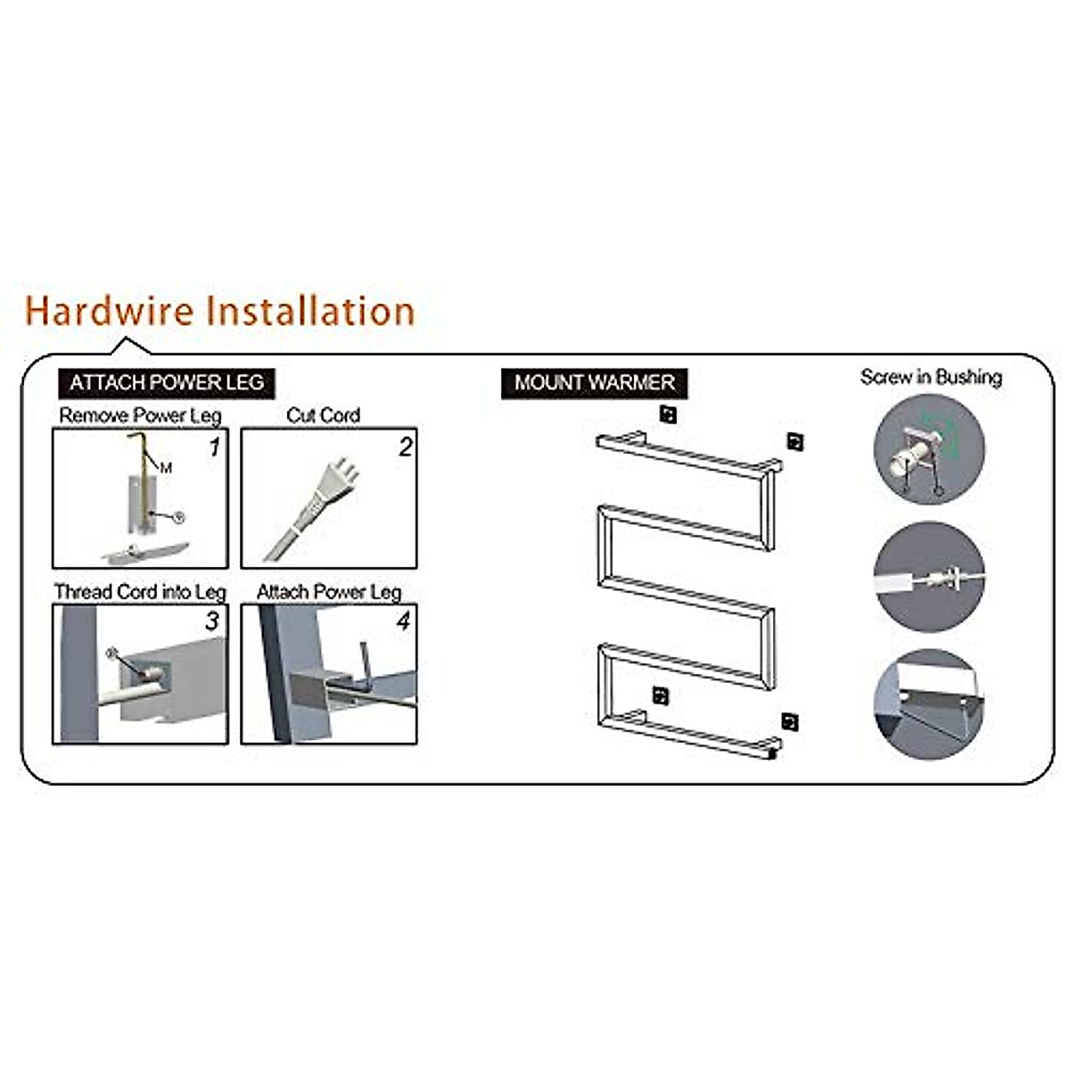 BERGOTO Towel Warmer Rack 5 Bar Stainless Steel Space Saving Plug-in Wall Mounted Cloth Towel Heated Drying Rack for Home Bathroom (Black)