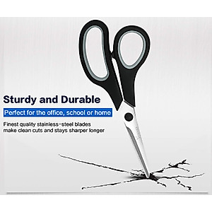 Scissors, VERONES 8 Inch Soft Comfort-Grip Handles & Stainless Steel Sharp Blades Perfect for Cutting Paper, Fabric Photos, & More, 15-Pack
