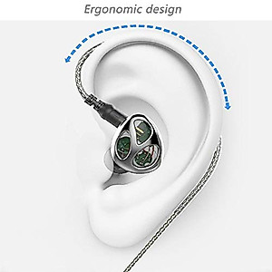 LTXHorde Earbud Wired Headset Soundproof Sweatproof Three Drive Unit Stereo Earbuds with Microphone Suitable for 3.5mm Audio Interface Devices (Electroplating Silver)