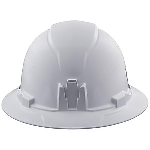 Klein Tools 60400 Hard Hat, Non-Vented Full Brim Style, Padded, Self-Wicking Odor-Resistant Sweatband, Tested up to 20kV, White