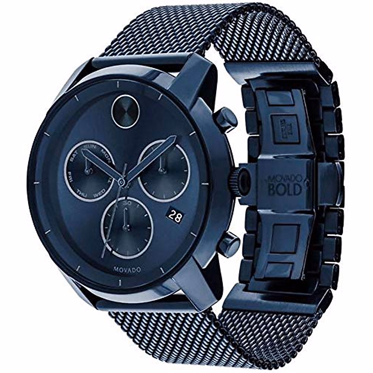 Movado Men's BOLD Thin Blue PVD Watch with a Flat Dot Sunray Dial, Blue (Model 3600403)