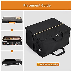 Grill Carry Bag for Blackstone 22 inch Griddle with Hood Lid and Stand, NOELIFE 600D Water-Resistant Outdoor BBQ Grilling Carry Bag Fit for Model 1891, Black (Bag Only)