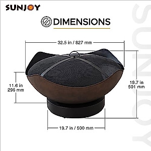 Sunjoy 34 Inch Fire Pits for Outside Large Size Outdoor Patio Round Bowl Shaped Copper Wood Burning Steel Fire Pit with Spark Screen and Poker by AmberCove