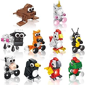 HomeMall Building Blocks Animals 10 in 1 STEM Building Bricks, Animals Toys Learning Set, Party Favors for Kids, Prizes for Kids Classroom, Goodie Bag Fillers (10 PCS Animal)