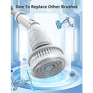 Electric Spin Scrubber, Voweek Power Scrubber with 4 Replaceable Brush Heads and Adjustable Extension Arm, Cordless Household Cleaning Brush for Bathroom Tub Tile Floor