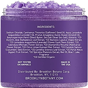 Brooklyn Botany Dead Sea Salt and Lavender Body Scrub - Moisturizing and Exfoliating Body, Face, Hand, Foot Scrub - Fights Fine Lines, Wrinkles - Great Gifts for Women & Men - 10.5 oz
