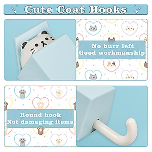 Nokiils 4 Pcs Cute Cat Key Holder, Creative Adhesive Mouse Cat Wall Hooks, Cute Room Decor Hook for Coat, Scarf Hat Towel Key Bag Wall Decoratives