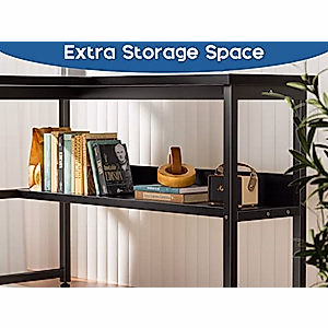 ODK L Shaped Computer Desk, 54" Reversible Corner Computer Desk with Storage Shelves & Monitor Stand, Home Office Desk, Gaming Desk, Writing Desk, Black