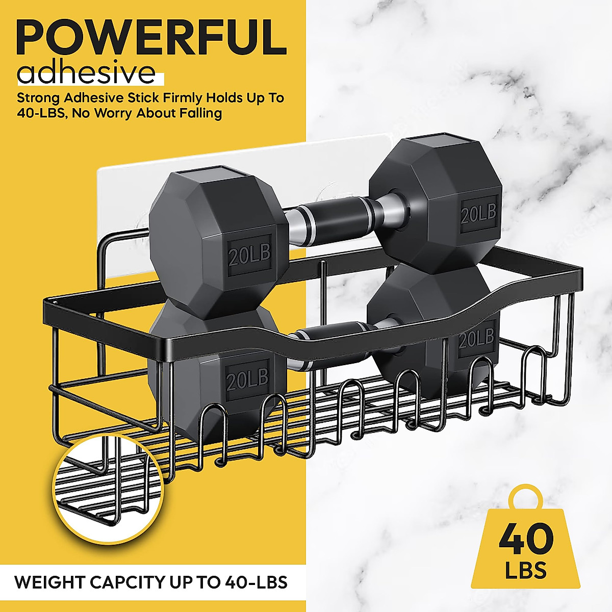 Shower Caddy Set of 5 – 2 Large Stainless Steel Shower Racks with 20 Hooks, 2 Soap Holders & 1 Toothbrush Holder