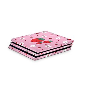 ZOOMHITSKINS PS4 Pro Skin, Compatible for Playstation 4 Pro, Fraise Strawberry Pink Cute Kawaii Fruits Sweet, 1 PS4 Pro Console Skin, Easy to Install, Durable & Fit 3M Vinyl, Made in The USA