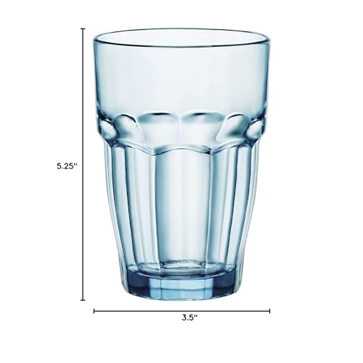 Bormioli Rocco Rock Bar Lounge 12.5 oz. Stackable Long Drink Beverage Glass for Cocktails, Cold Drinks, Soda, or Water, Set of 6, Ice Blue