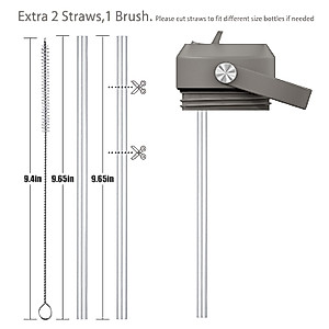 Straw Lid for Yeti Rambler Water Bottle 18 oz,26 oz,36 oz,46 oz,12 oz,64 oz,Straw Cap,Straws and Brush Include (Graphite)