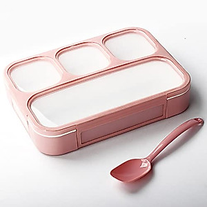 yarlung 2 Pack 34 Oz Bento Lunch Box with Spoon, 4 Compartments Salad Lunch Container Snacks To Go Box for Meal Portion Control, 2 Colors
