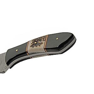 Buffalo Upsweep Damascus Steel Blade Horn/Stag 8.25 inch Hunting Knife