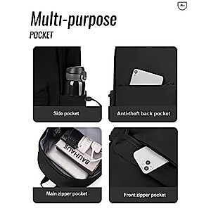 Black Backpack for Women Men, Waterproof High School Bookbag,Lightweight Casual Travel Daypack,Classic Basic College Backpack,Middle School Bag for Teen Girls Boys