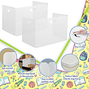 16 Pcs Plastic Privacy Boards for Student 14 x 17.5 x 14 Inch Desks Boards Folders Shields Test Desk Dividers Durable and Waterproof Classroom Privacy Boards for School Study Teacher Supplies