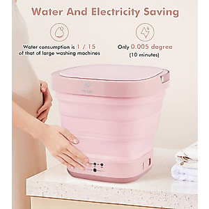 Portable Washing Machine Mini Washer with Drain Basket, Foldable Small Washer for Underwear, Socks, Baby Clothes, Towels, Delicate Items (White)