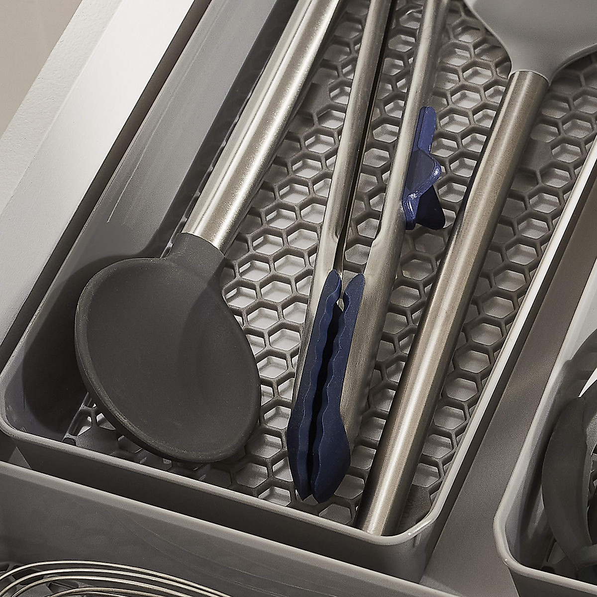 Spectrum Diversified Hexa Drawer Organizer Tray Modern Kitchen Cutlery, Utensil, Silverware Holder Caddy, 5 Dividers Cabinet Storage, 10 x 13, Stone Gray