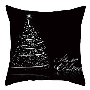 Akabsh Peach Skin Pillowcase Cushion Cover,Throw Pillow Cover for Bed Sofa Chair Cushion Cases, Christmas Tree Happy Holiday Blessing Gift Throw Pillow Cover Cushion Case 17.8" x 18"