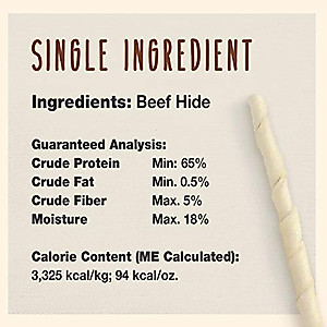 Cadet Premium Grade Beef Hide for Dogs, Long Lasting Rawhide Twist Chew Sticks, Natural Dog Chews, 5 Inch Dog Bones (34 Count)