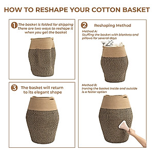 Goodpick Tall Laundry Hamper | Woven Jute Rope Dirty Clothes Hamper Modern Hamper Basket Large in Laundry Room, 25.6" Height