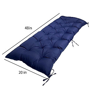 Waterproof Outdoor Bench Cushion, 48"x20", Swing Cushion Patio Furniture Cushions 3 Seater, for Garden Patio Furniture Lounger Bench (Navy blue, 48x20 in)