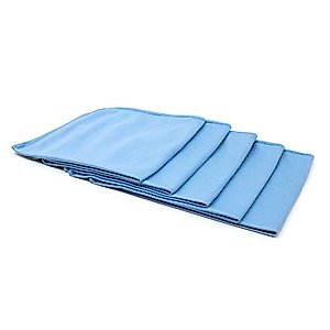 [Smooth Glass] Microfiber Window, Mirror and Glass Towel (16"x16") Blue - 5 Pack (Blue)