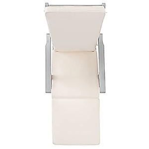 SAFAVIEH Outdoor Collection Palmdale Grey Solid Wood/Beige Cushion Chaise Lounge Chair (PAT7015D)