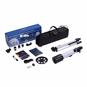Telescope 70mm Aperture 600mm -Magnification 24-180X, Astronomical Portable Refracting Telescope Fully Multi-Coated High Transmission Coatings AZ Mount with Tripod &Wireless Control & Carrying Bag