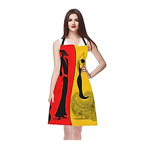 EKOBLA Flamenco Aprons Art Spanish Dancer Dress Lady Gentleman Silhouette Retro Style Waterproof Resistant Chef Cooking Kitchen BBQ Adjustable Aprons for Women Men 27x31 Inch