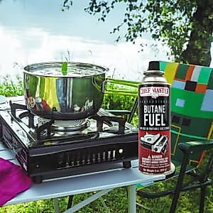 Chef Master 90340 | Pack of 24 Butane Fuel Cylinders| 8oz Butane Canisters for Portable Stove | Butane Torch Replacement Canisters